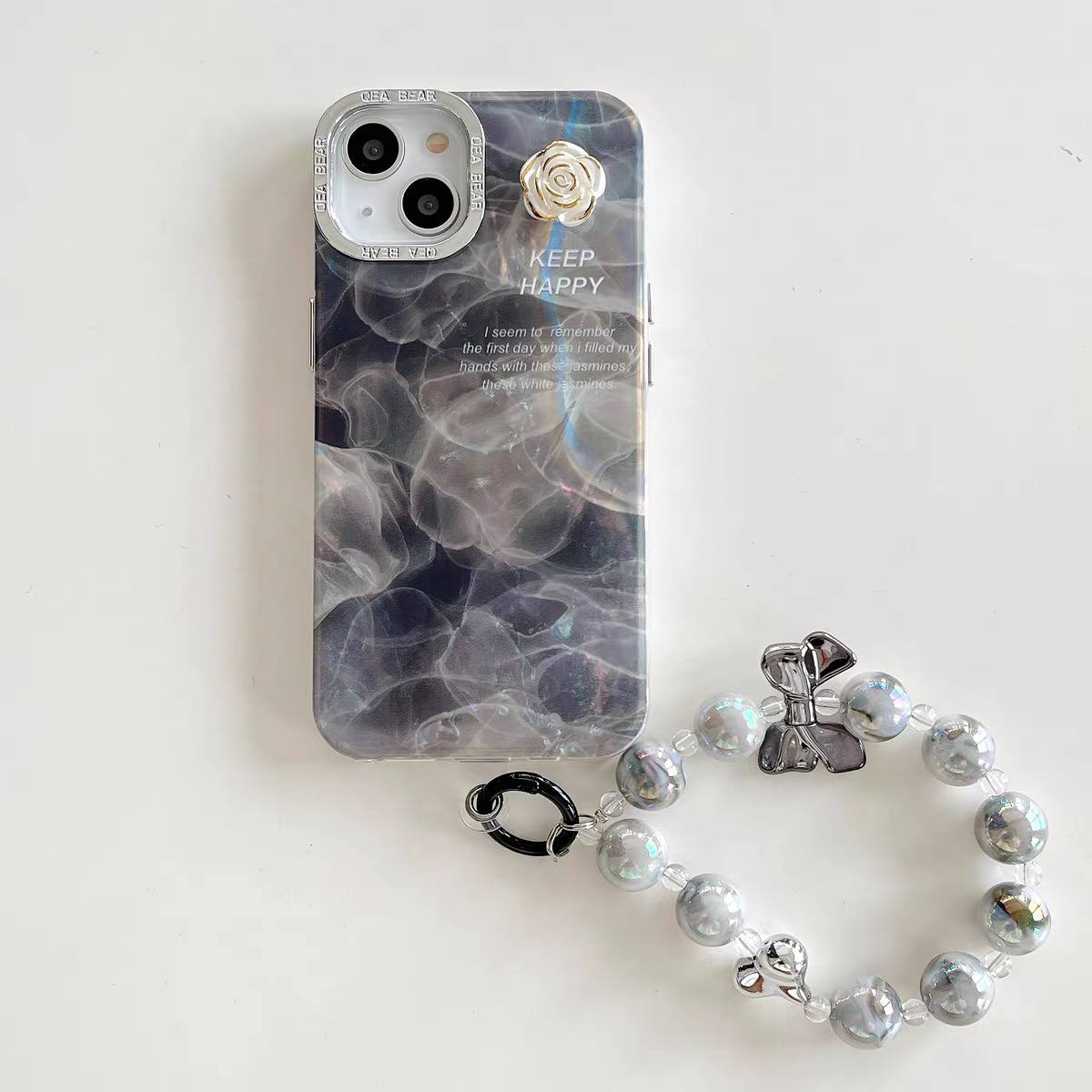 قاب آیفون Black Keep Happy همراه با آویز | نایس گارد | فروشگاه قاب ...